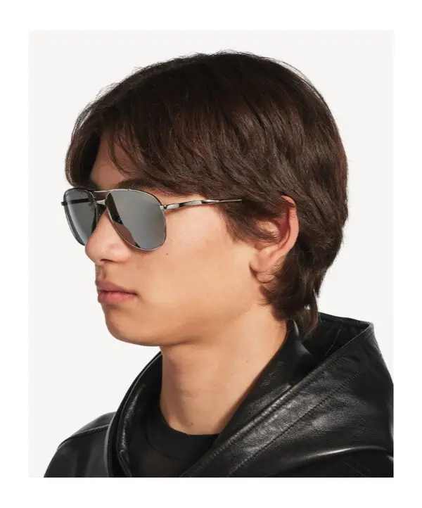 Balenciaga Monday Pilot Sunglasses In Light Ruthenium