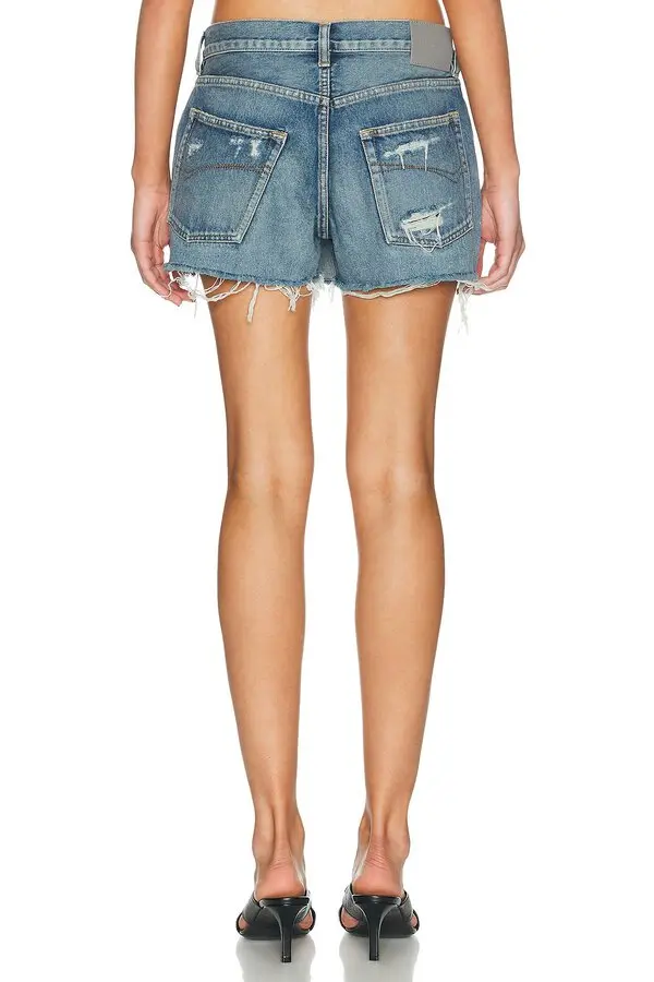 Balenciaga Denim Skort With Paint Splatter And Distressed Finish - Stained Blue