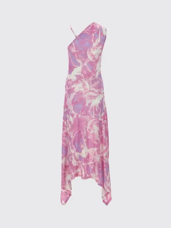 Versace One-shoulder Abstract Print Viscose Midi Dress