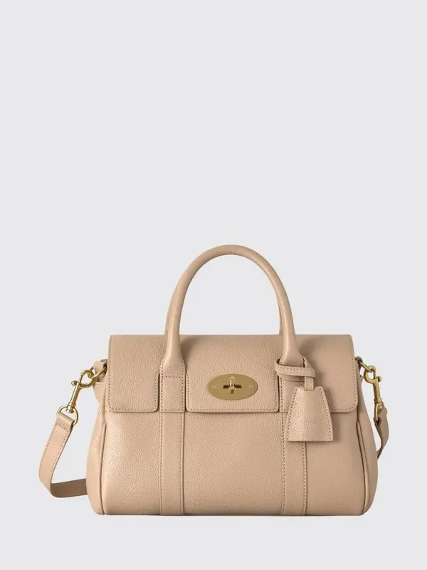 Mulberry Small Bayswater Tote Bag In Grained Calf Leather With Strap - Beige