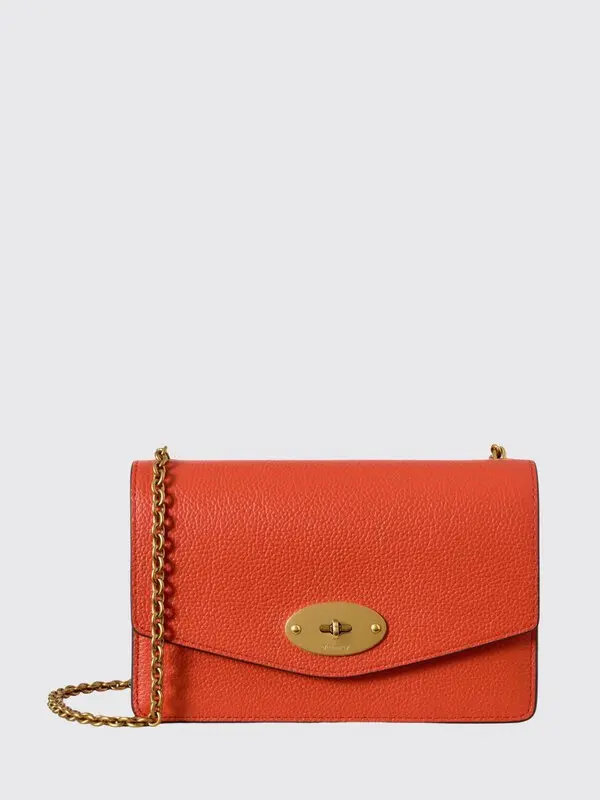 Mulberry Small Darley Crossbody Bag In Calf Leather With Chain Strap - Yellow