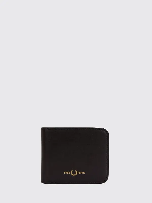 Fred Perry Leather Bifold Wallet With Contrast Front Logo - Black