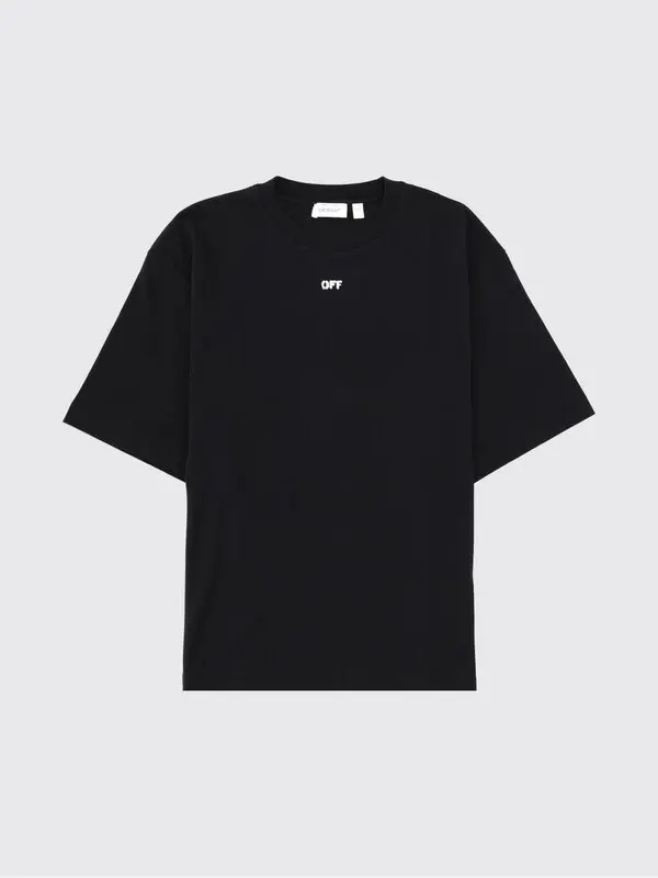 Off-White Cotton T-shirt With Contrasting Arrow Logo On The Back - Black
