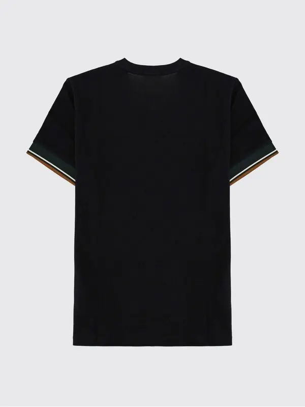 Fred Perry Crewneck Cotton T-shirt With Contrasting Embroidered Logo - Black