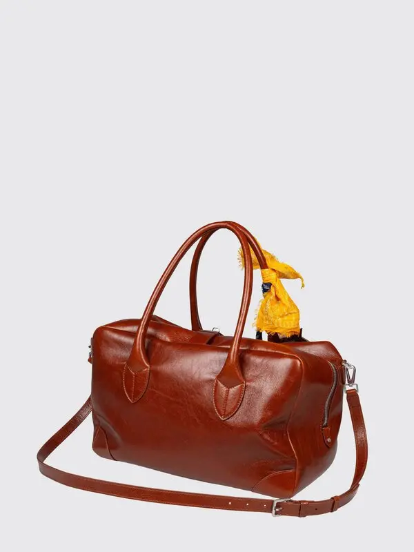 GOLDEN GOOSE Vita Leather Handbag With Double Handle And Detachable Shoulder Strap - Brown