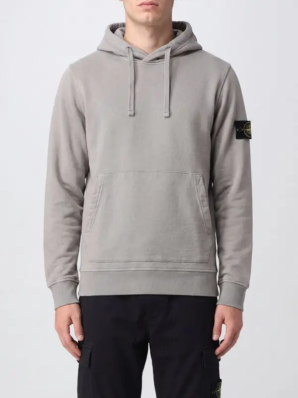 Stone Island Relaxed Fit Cotton Hoodie With Kangaroo Pocket - Grey 1