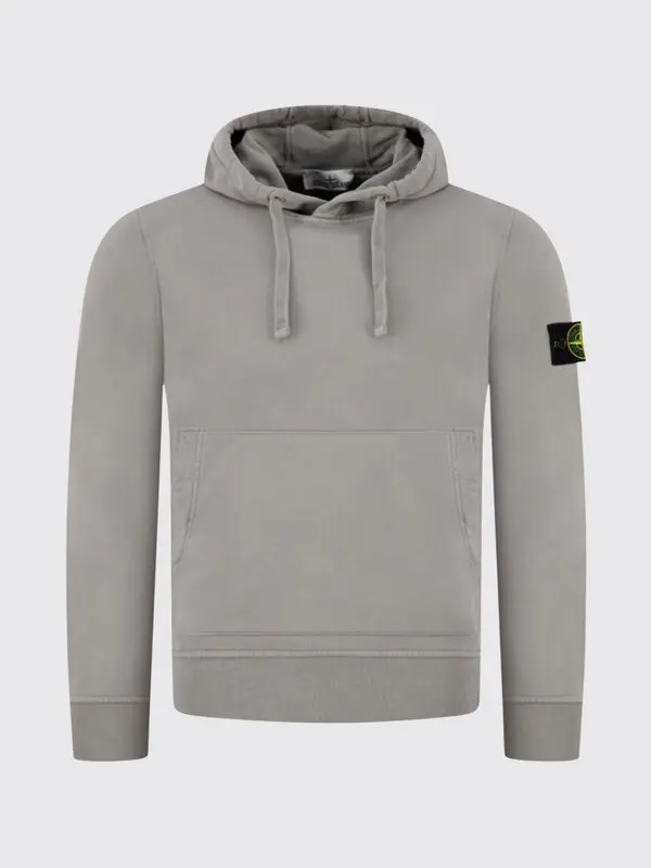 Stone Island Relaxed Fit Cotton Hoodie With Kangaroo Pocket - Grey 1