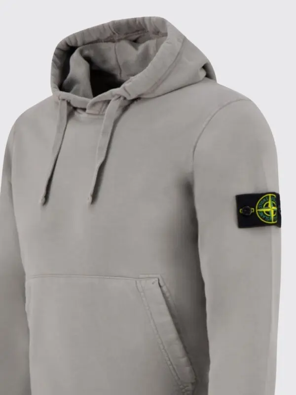 Stone Island Relaxed Fit Cotton Hoodie With Kangaroo Pocket - Grey 1