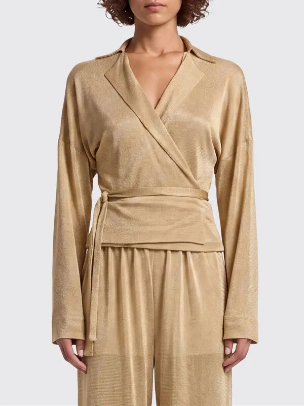 Alberta Ferretti Wrap Shirt In Viscose And Lurex With Rever Collar