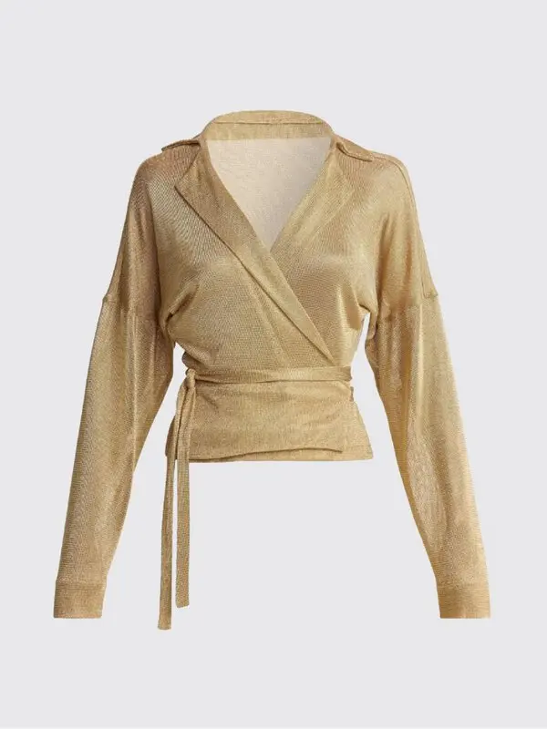 Alberta Ferretti Wrap Shirt In Viscose And Lurex With Rever Collar