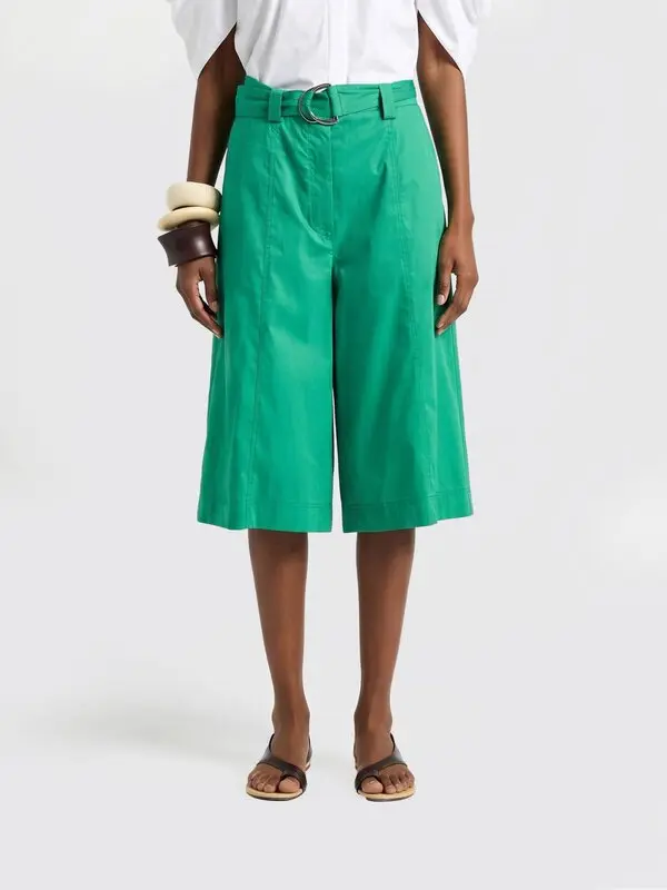 Liviana Conti Drew Knee-length High-waisted Cotton Shorts