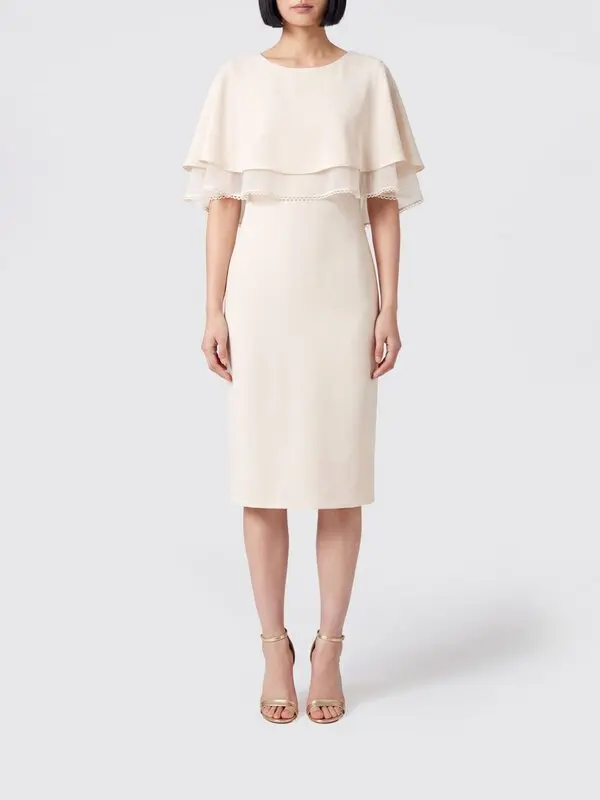 Alberta Ferretti Midi Sheath Ceremony Dress In Silk With Short Sleeves