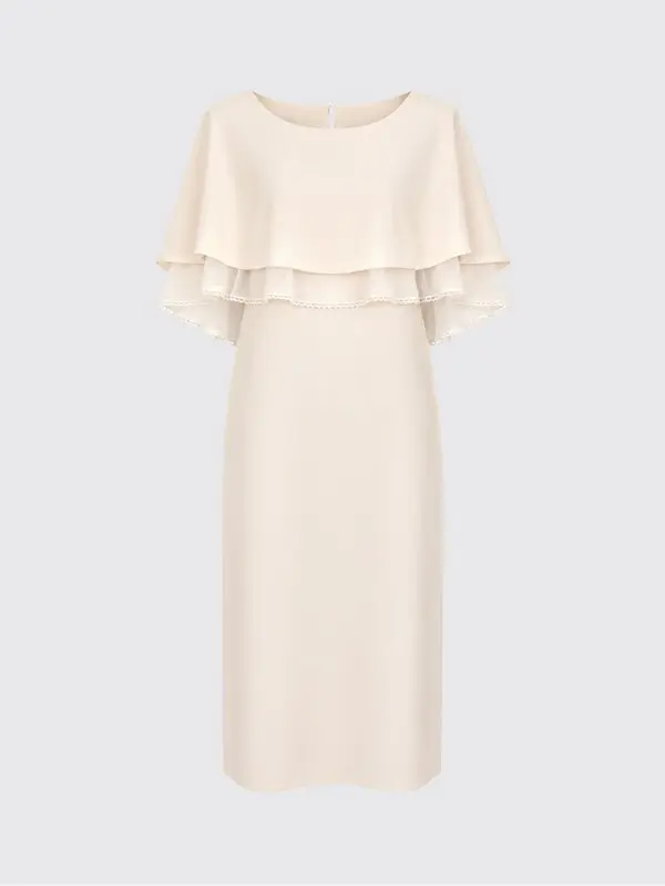 Alberta Ferretti Midi Sheath Ceremony Dress In Silk With Short Sleeves