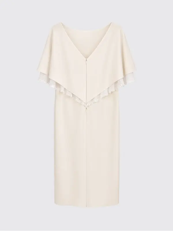 Alberta Ferretti Midi Sheath Ceremony Dress In Silk With Short Sleeves