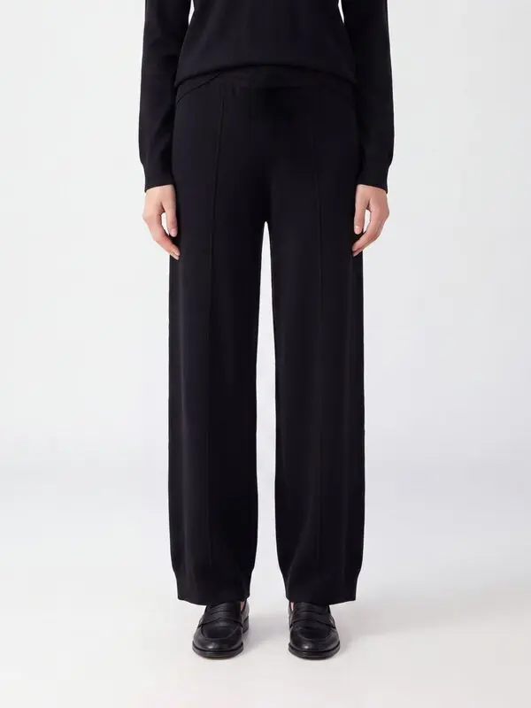 Fabiana Filippi Straight-leg Wool, Silk, And Cashmere Knit Trousers - Black