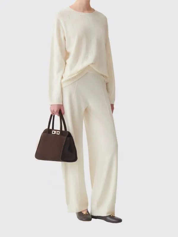 Fabiana Filippi Straight-leg Wool, Silk, And Cashmere Knit Trousers - Natural