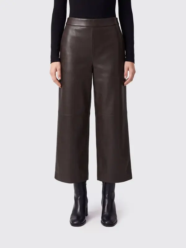 Max Mara Cropped Wide-leg Faux Leather Trousers - Brown