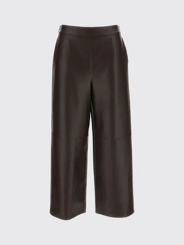 Max Mara Cropped Wide-leg Faux Leather Trousers - Brown