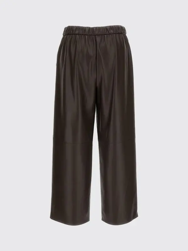 Max Mara Cropped Wide-leg Faux Leather Trousers - Brown