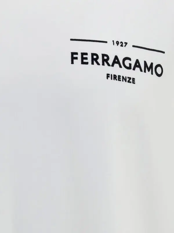 FERRAGAMO Crewneck Cotton T-shirt With Contrasting Front Logo