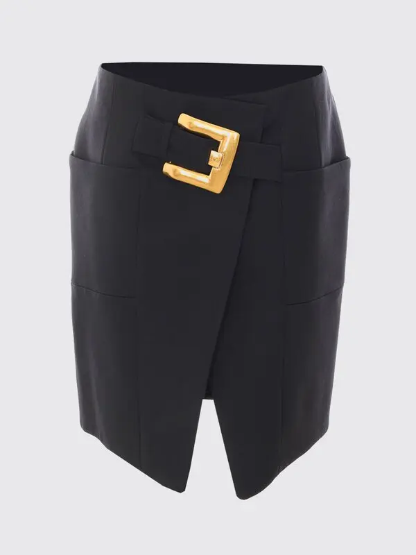 Balmain High-waisted Asymmetrical Virgin Wool Mini Skirt