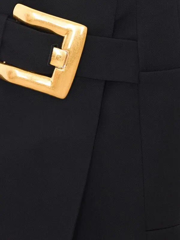 Balmain High-waisted Asymmetrical Virgin Wool Mini Skirt