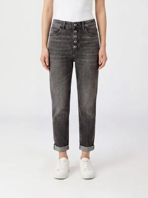 DONDUP Koons High-waisted Straight Cropped Jeans In Denim - Black