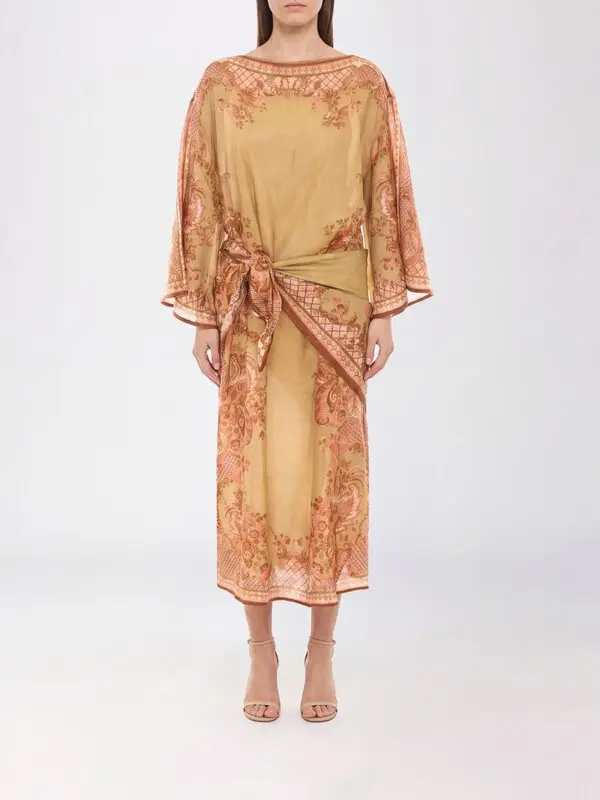 Zimmermann Paisley Print Silk Midi Tunic With A Knotted Waist