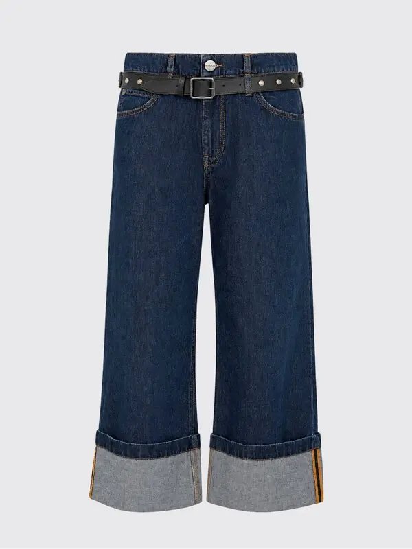 Pinko Cropped Wide-leg Jeans With Cuffed Hem - Denim
