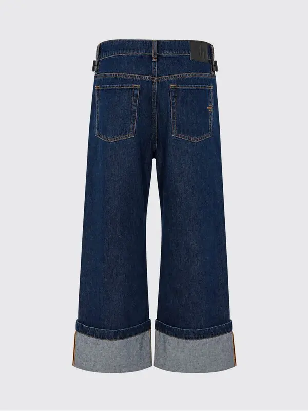 Pinko Cropped Wide-leg Jeans With Cuffed Hem - Denim