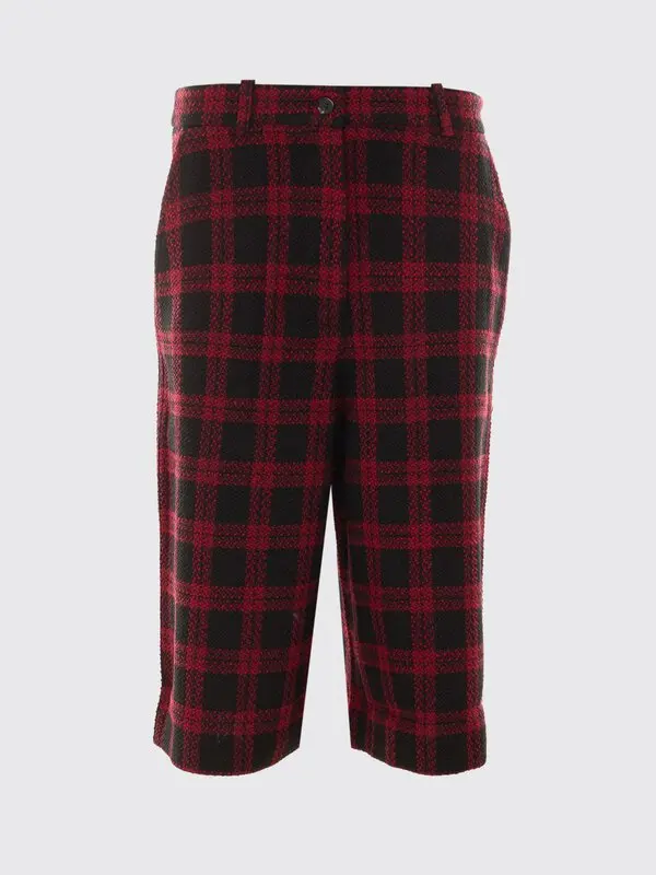 Pinko Cropped High-waisted Plaid Wool-blend Shorts With Belt Loops