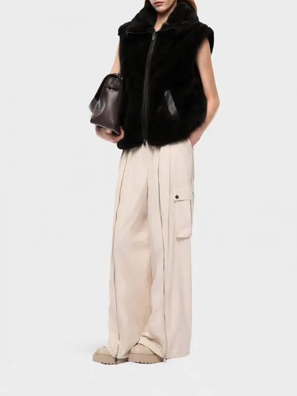 Pinko Hooded Faux Fur Waistcoat - Black
