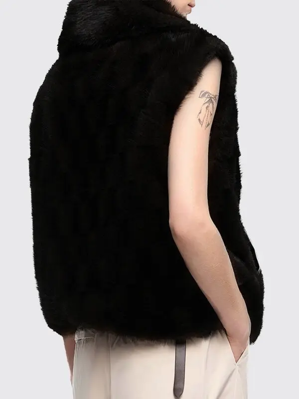 Pinko Hooded Faux Fur Waistcoat - Black