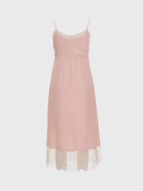 Simone Rocha Satin Midi Slip Dress With Embroidered Lace Details - Pink