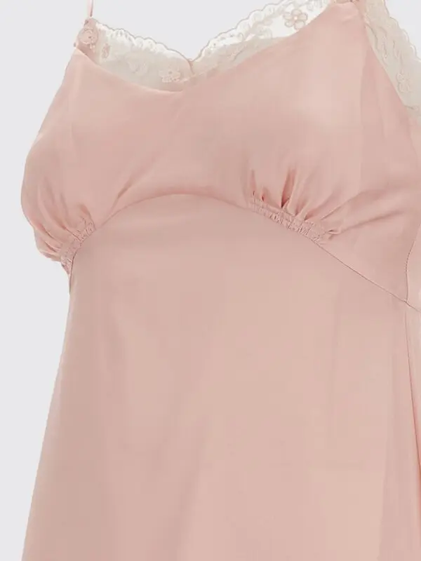 Simone Rocha Satin Midi Slip Dress With Embroidered Lace Details - Pink
