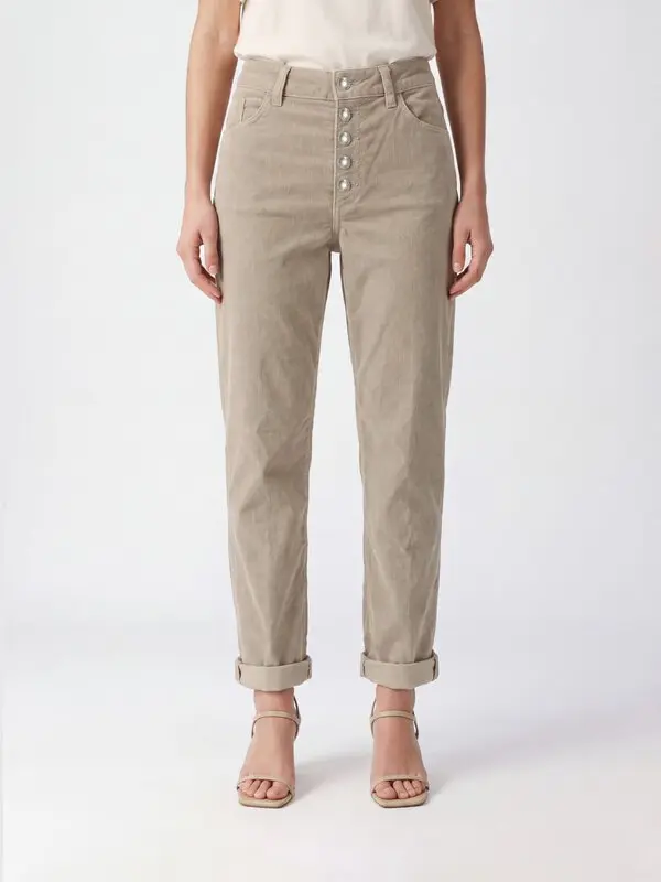DONDUP Koons Straight Cropped Velvet Jeans - Beige