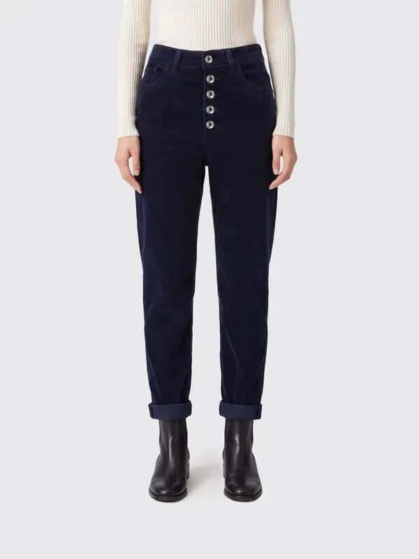 DONDUP Koons Straight Cropped Velvet Jeans - Blue