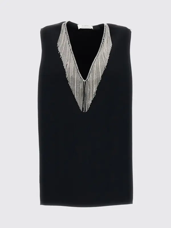 Sportmax V-neck Sleeveless Top With Jewel Fringe - Black