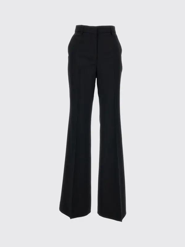 Sportmax High-waisted Flared Virgin Wool Trousers With Concealed Fastening