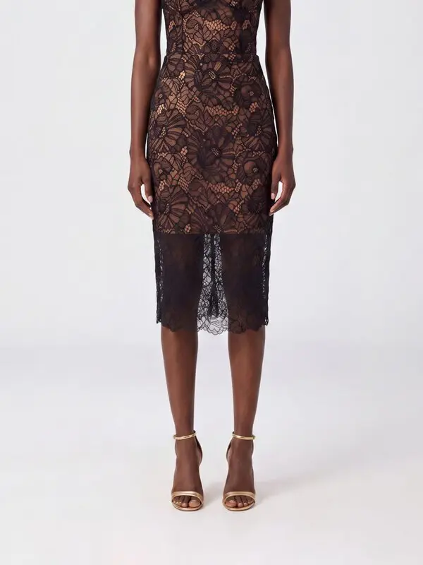 ROTATE BY BIRGER CHRISTENSEN Recycled Lace Midi Pencil Skirt With High-waisted Design