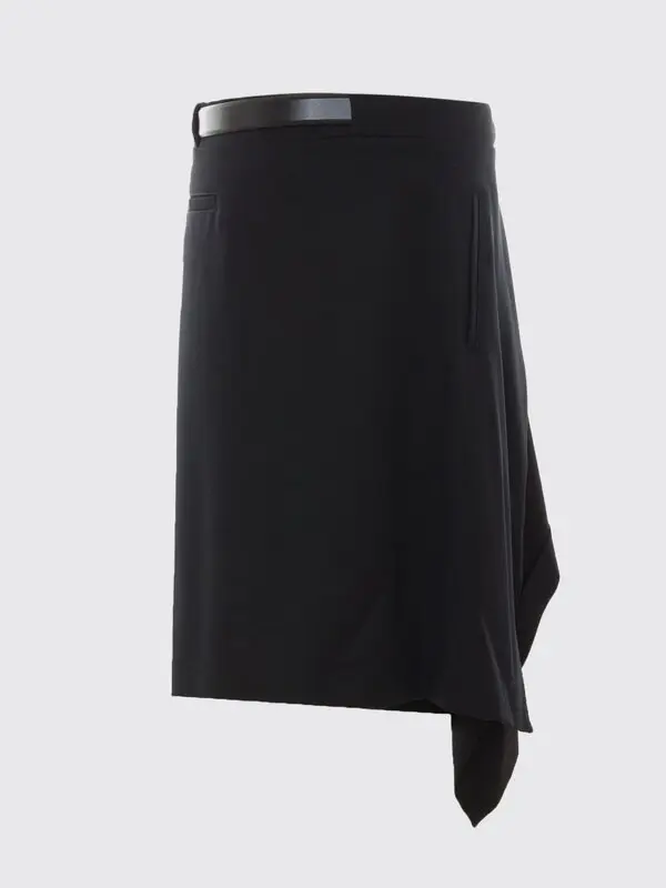 Attico Asymmetrical Virgin Wool Midi Skirt With Adjustable Belt