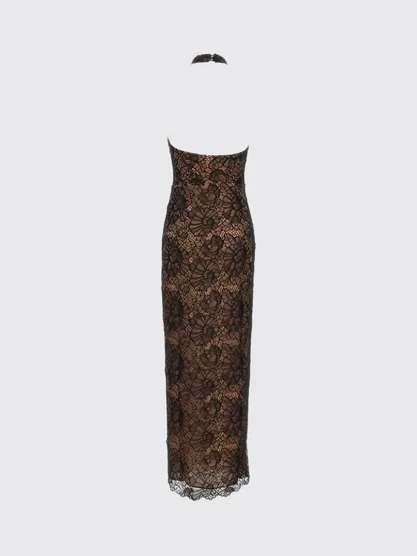 ROTATE BY BIRGER CHRISTENSEN Slim Fit Lace Midi Sheath Dress With Halter Neck