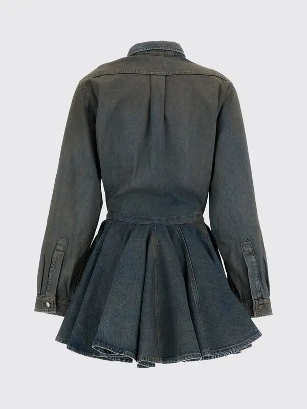 HAIKURE Cotton Denim Mini Shirtdress With Flared Skirt