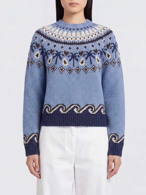 Alanui Virgin Wool Crewneck Jumper With Ethnic Jacquard Motif - Green