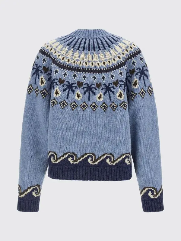 Alanui Virgin Wool Crewneck Jumper With Ethnic Jacquard Motif - Green