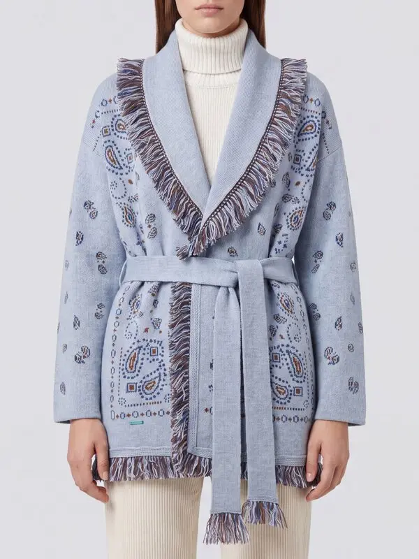 Alanui Cashmere Bandana Motif Robe Cardigan - Blue
