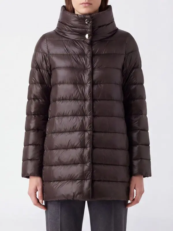 Herno Amelia Quilted Waterproof Nylon Down Coat With High Neck - Dark