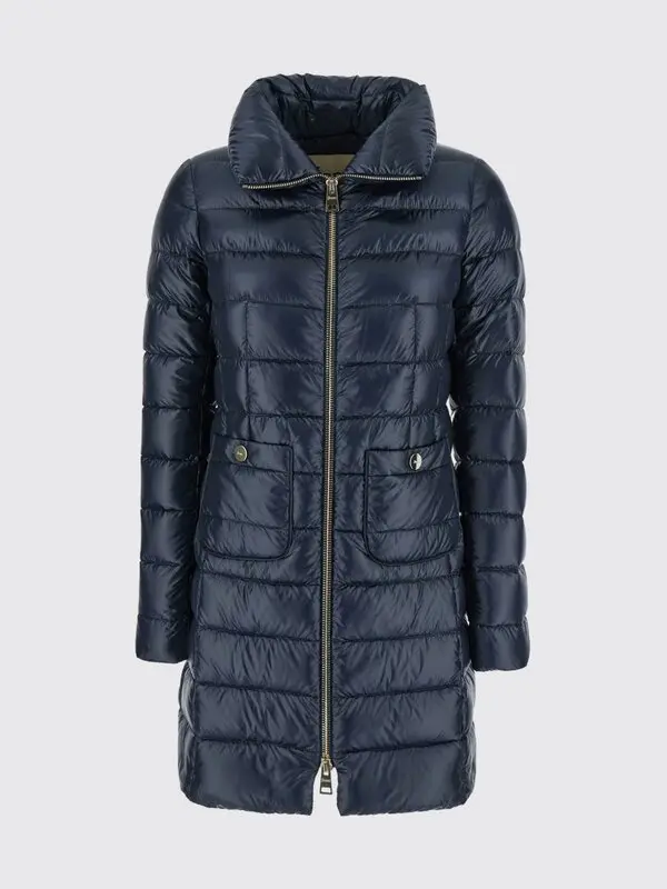 Herno Long Water-repellent Nylon Down Jacket With High Neck And Slim Fit - Blue