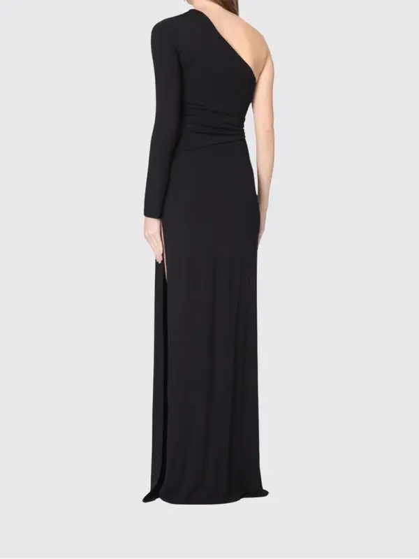 Elisabetta Franchi One-shoulder Long Evening Gown In Crêpe With Cut-out Details