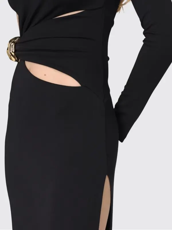 Elisabetta Franchi One-shoulder Long Evening Gown In Crêpe With Cut-out Details